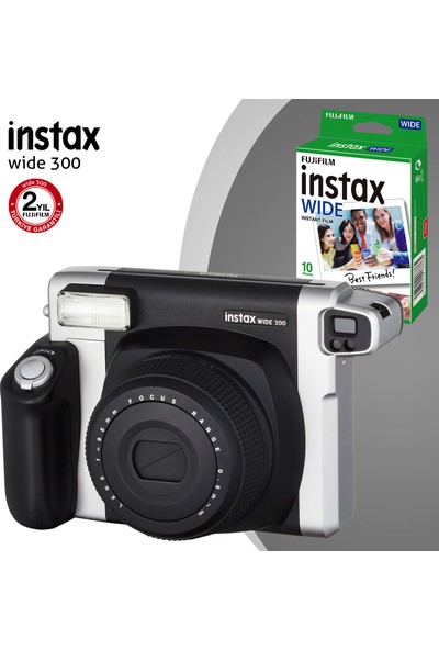 Fujifilm Instax Wide 300 Siyah Fotoğraf Makinesi ve 10'lu Film