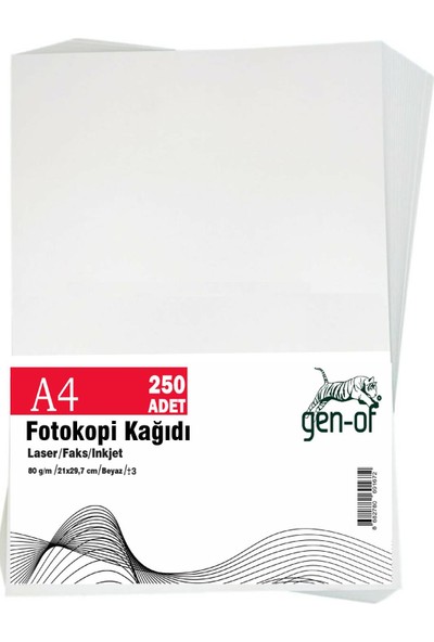 Gen-Of A4 80 G/m² Beyaz Fotokopi Kağıdı 250'li
