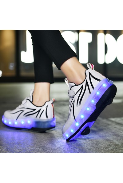 Sıtong 4 Tekerlekli USB Şarj LED Işıklı Paten (Yurt Dışından)