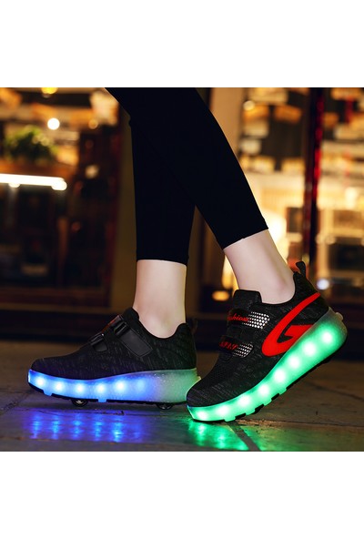 Sıtong 4 Tekerlekli USB Şarj LED Işıklı Paten (Yurt Dışından)