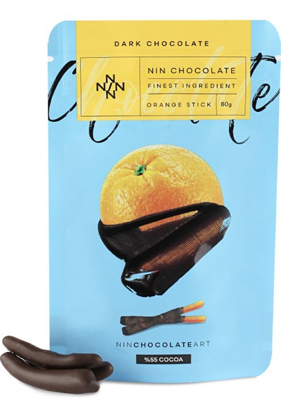 Nin Chocolate Bitter Çikolata Kaplı Portakal Stick 80G Nin Chocolate Bitter Çikolata Kaplı Portakal Stick 80G