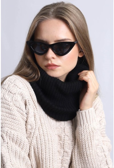 Deafox Siyah Likralı Kadın Boyunluk