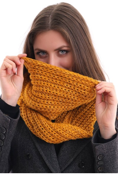 Deafox Hardal Trend Kadın Örgü Boyunluk