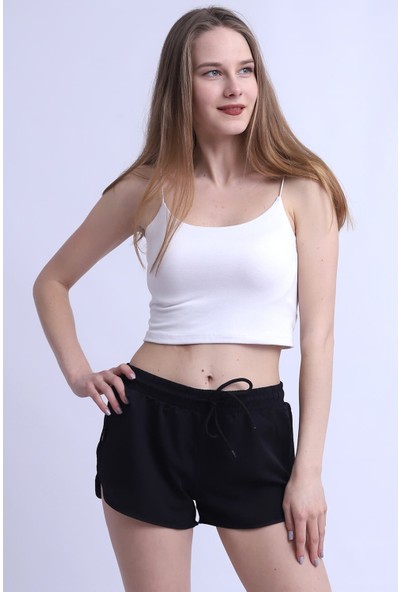 Deafox Siyah Cepsiz Kadın Deniz Şortu