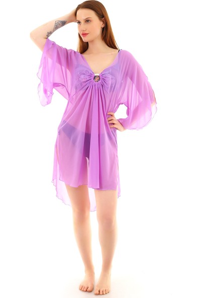 Deafox Halka Detaylı Lila Kadın Pareo