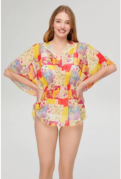 Deafox Desenli Kadın Şifon Pareo