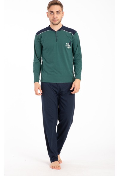 Pemilo Erkek 03 Düğmeli Uzun Kol Pijama Takım Yeşil Pemilo Erkek 03 Düğmeli Uzun Kol Pijama Takım Yeşil