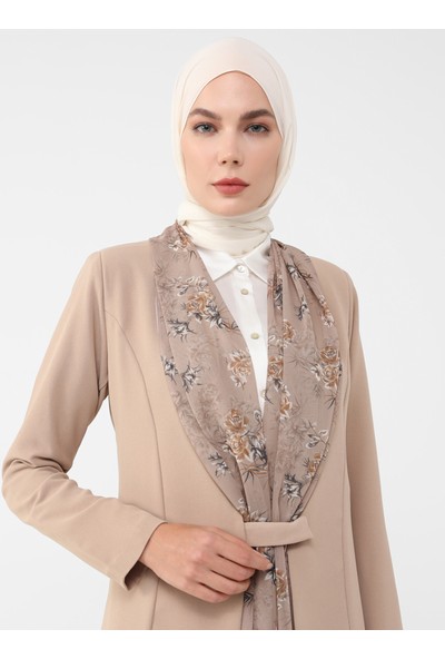 Refka Şifon Şal Yaka Detaylı Ceket - Bej - Refka Woman