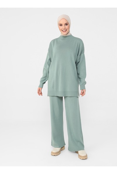 Refka Beli Lastikli Triko Pantolon - Mint - Refka Casual Refka Beli Lastikli Triko Pantolon - Mint - Refka Casual