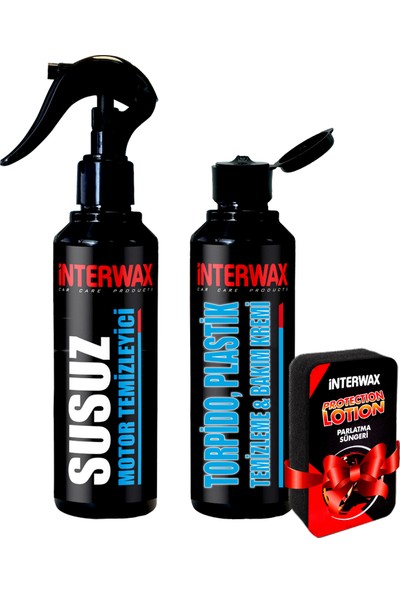 Interwax 2'li Oto Bakım ve Temizlik Seti Susuz Motor Temizleyici + Torpido Parlatıcı Krem + Sünger Interwax 2'li Oto Bakım ve Temizlik Seti Susuz Motor Temizleyici + Torpido Parlatıcı Krem + Sünger