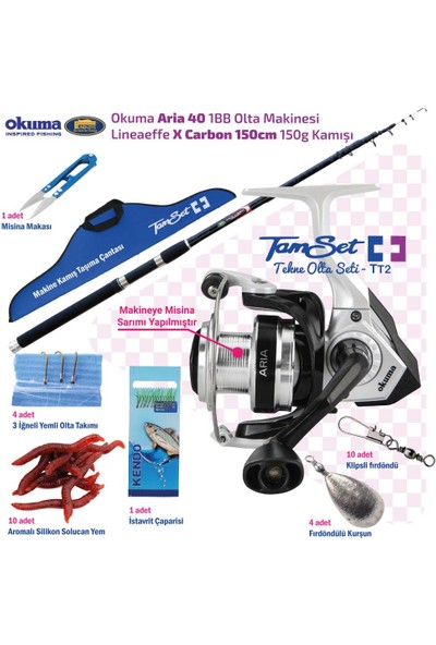 Okuma Aria 40 Makine x Carbon Kamış Tekne Olta Takımı Seti Tt2 Okuma Aria 40 Makine x Carbon Kamış Tekne Olta Takımı Seti Tt2