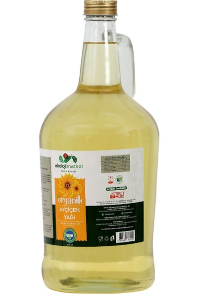 Ekoloji Market Organik Ayçiçekyağı Cam Şişe 3,1 lt
