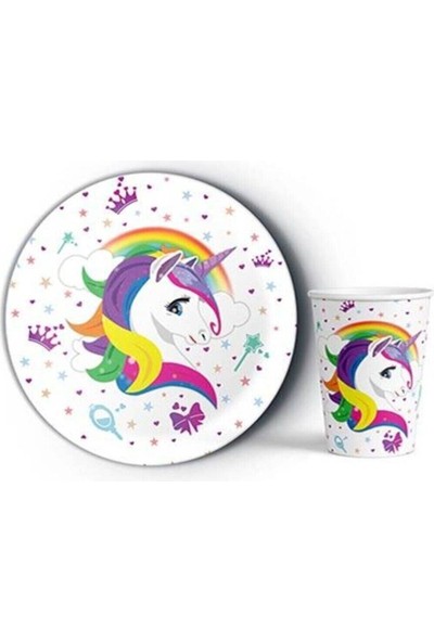 Bal10 Dünyası Unicorn Temalı Karton 8 Tabak 8 Bardak Bal10 Dünyası Unicorn Temalı Karton 8 Tabak 8 Bardak