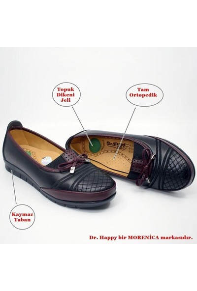 Morenica Siyah Bordo Anne Ayakkabısı