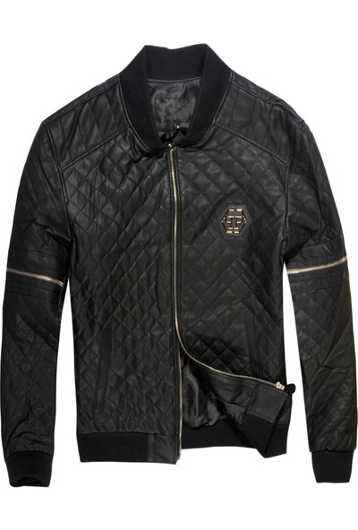 Penguenbrand Erkek Slim Fit Kesim Kapitone Deri Ceket M Fit Kesim Deri Ceket Premium