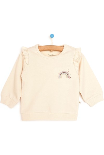 For My Baby Sevimli Kış Kolları Fırfır Detaylı Sweatshirt