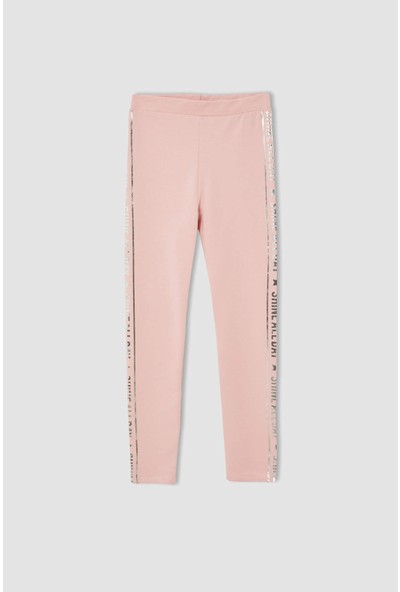 DeFacto Kız Çocuk Regular Fit Slogan Baskılı Uzun Tayt W0160A621WN
