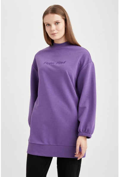 DeFacto Oversize Fit Yarım Balıkçı Yaka Baskılı Sweatshirt Tunik W7037AZ21CW DeFacto Oversize Fit Yarım Balıkçı Yaka Baskılı Sweatshirt Tunik W7037AZ21CW