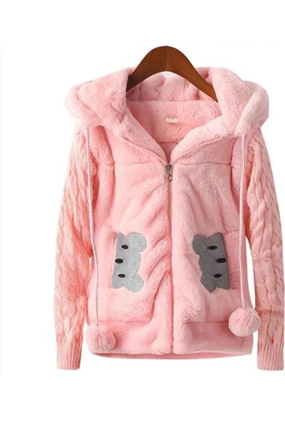 Eliz Kids Kız Çocuk Triko Kollu Peluş Hırka