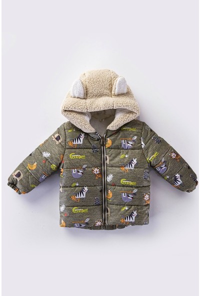 Modacity Sevimli Orman Hayvanları Baskılı Kürklü Kapüşonlu Lüx Mont Modacity Sevimli Orman Hayvanları Baskılı Kürklü Kapüşonlu Lüx Mont