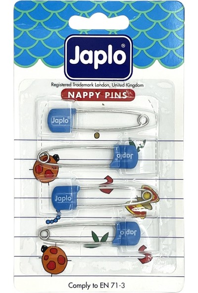 Japlo Emniyetli Çengelli Bebek Iğnesi 4'lü - Mavi