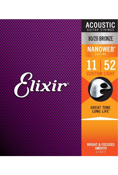 Elixir 11027 Bronze 80/20 Akustik Gitar Teli 11-52 Elixir 11027 Bronze 80/20 Akustik Gitar Teli 11-52