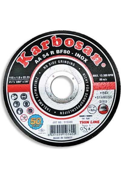 Karbosan Inox Kesme Taşı 115X1.0X22.23 (25 Adet) Karbosan Inox Kesme Taşı 115X1.0X22.23 (25 Adet)