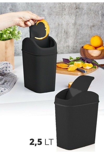 Morevia Plast Plast Dekoratif Mini Mutfak Banyo Çöp Kovası 2,5 lt.