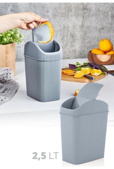 Morevia Plast Plast Dekoratif Mini Mutfak Banyo Çöp Kovası 2,5 lt.