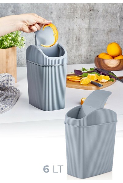 Morevia Plast Dekoratif Maxi Mutfak Banyo Çöp Kovası 6 lt.