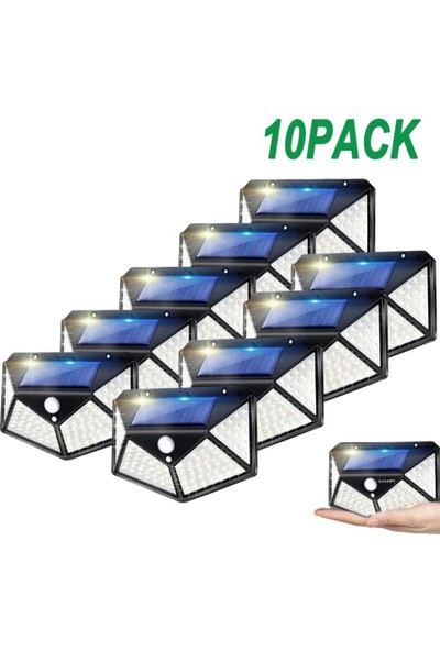Sge Teknoloji - Siyah Solar Güneş Enerjili Hareket Sensörlü 4 Taraflı Aydınlatma Lambası 10 Adet