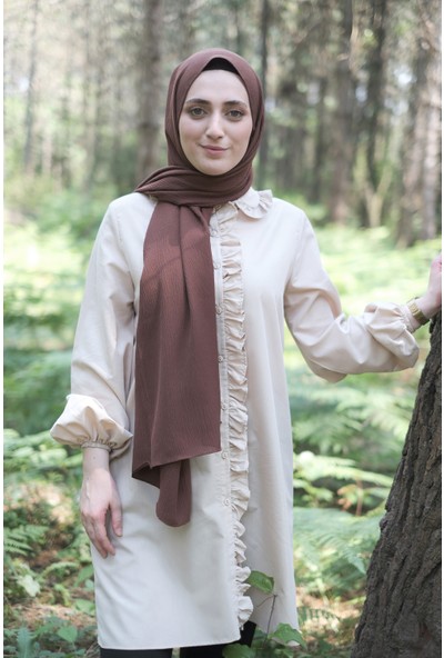 Ss Scarfs Ağaç Kabuğu Desen Şal Kahve Çekirdeği