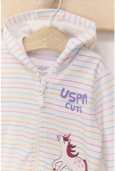 U.S. Polo Assn. Kız Bebek Kapşonlu Hırka Krem U.S. Polo Assn. Kız Bebek Kapşonlu Hırka Krem