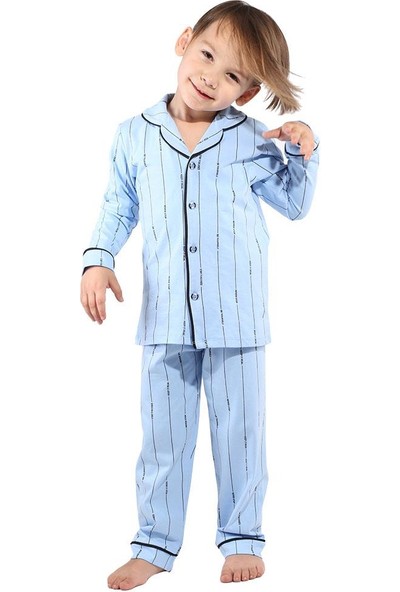 Woolnat Çizgili Pamuklu Erkek Çocuk Pijama Takımı