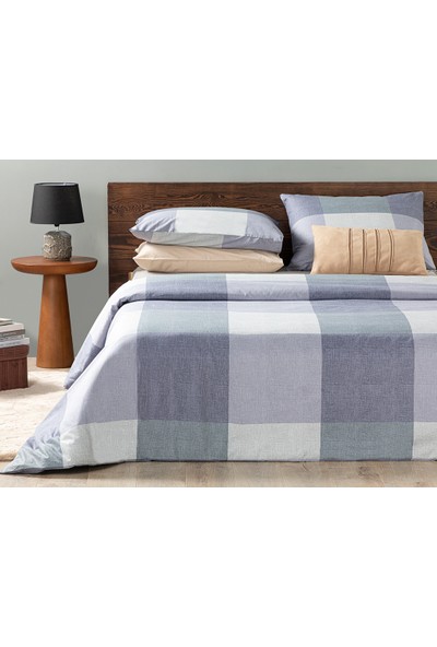 Textured Plaid Pamuklu Tek Kişilik Nevresim Seti 160X220 cm Mavi Textured Plaid Pamuklu Tek Kişilik Nevresim Seti 160X220 cm Mavi