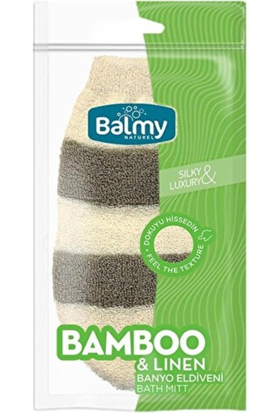 Balmy Naturel Bambu Keten Banyo Eldiveni Banyo ve Duş Aksesuarları