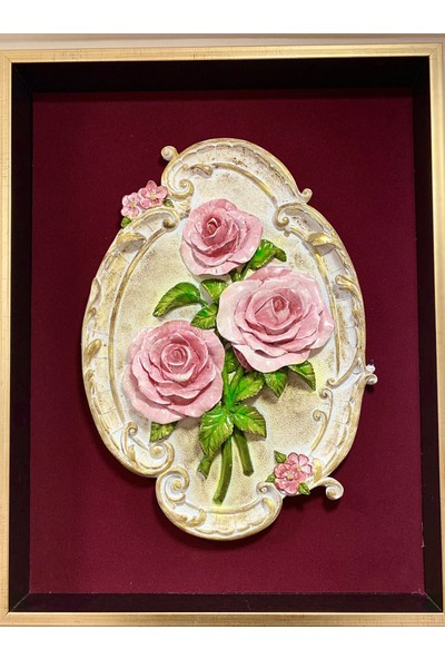 MiaKuba Çiçekli Duvar Panosu Beyaz-Pembe 54 x 42 cm