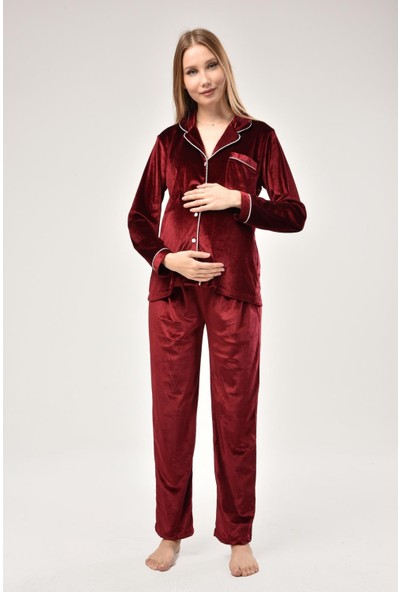 Likapa Kadife Hamile Lohusa Önden Düğmeli Uzun Kol Pijama Takımı 1352-15 Likapa Kadife Hamile Lohusa Önden Düğmeli Uzun Kol Pijama Takımı 1352-15
