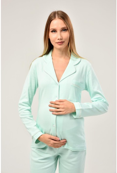 Likapa Interlok Düğmeli Hamile Lohusa Uzun Kol Pijama Takımı 1354-01 Likapa Interlok Düğmeli Hamile Lohusa Uzun Kol Pijama Takımı 1354-01