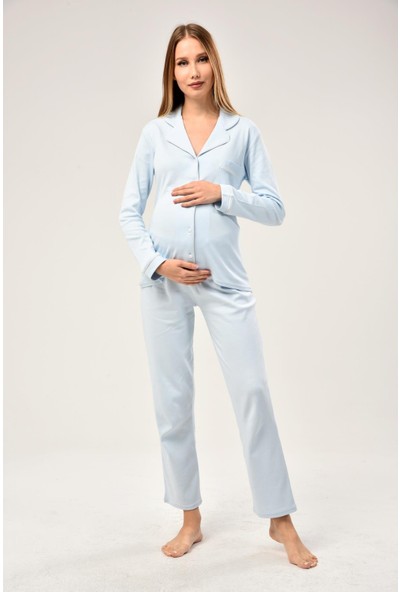 Likapa Interlok Düğmeli Hamile Lohusa Uzun Kol Pijama Takımı 1354-01 Likapa Interlok Düğmeli Hamile Lohusa Uzun Kol Pijama Takımı 1354-01