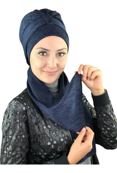 Yoisho Store Lacivert Atkılı Tesettür Bone