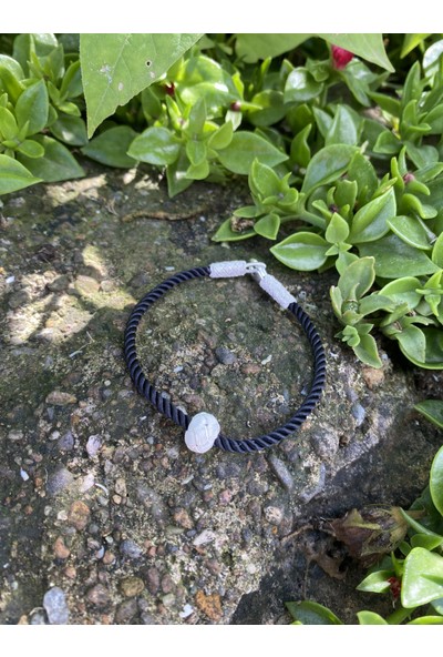 Kazzaze Gümüş Kazaziye Detaylı Siyah Bileklik