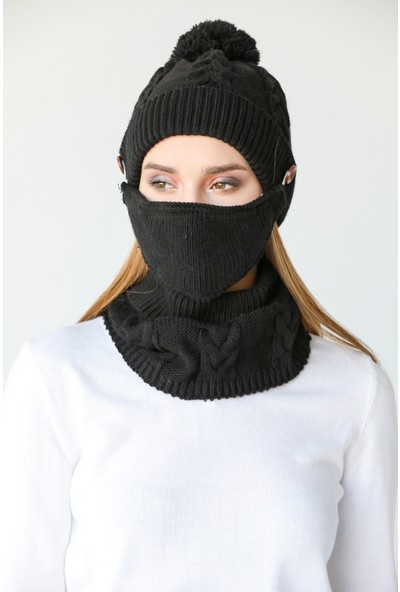 Mint.21 Siyah Maske Bere Boyunluk Takım Mint.21 Siyah Maske Bere Boyunluk Takım