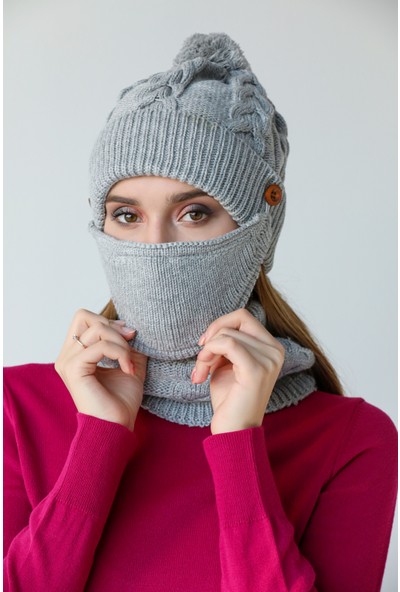 Mint.21 Gri Maske Bere Boyunluk Takım