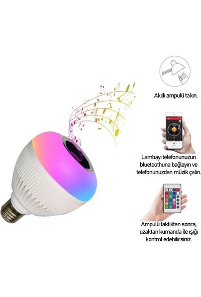 Seldur Bluetooth Hoparlör Akıllı Kumandalı LED Ampul