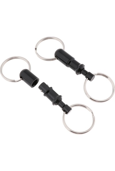 Blesiya Ayrılabilir Çekme Apart Hızlı Yayın Anahtarlık Çift Anahtar Yüzük Siyah (Yurt Dışından)