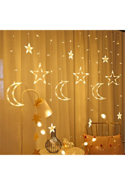 herkesetoptantic Animasyonlu LED Işıklı Eklemeli Ay Yıldız Perde 2,80 x 75 (Sarı) herkesetoptantic Animasyonlu LED Işıklı Eklemeli Ay Yıldız Perde 2,80 x 75 (Sarı)