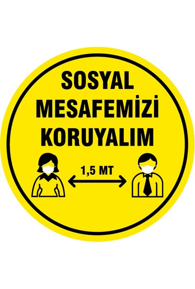 Dijitalya Sosyal Mesafe Uyarı Etiketi Sticker 30 x 30 cm Dijitalya Sosyal Mesafe Uyarı Etiketi Sticker 30 x 30 cm