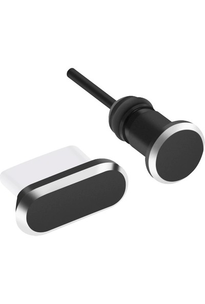 Esf Type-C Anti Toz Şarj Tıpası & Kulaklık Girişi Anti Toz Siyah