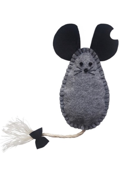 Markapet Kedi Oyuncağı Bıyıklı Keçe Fare 6-11-20 cm Gri